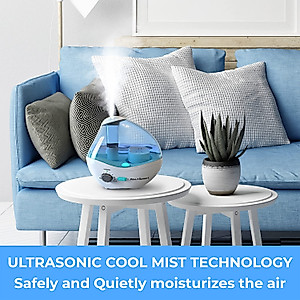 Ultrasonic Viral Support Humidifier for Bedrooms, Whisper-Quiet Operation with Nightlight and Auto-Shut Off, Adjustable Mist, 16 hours Operating Time & Filter Included
