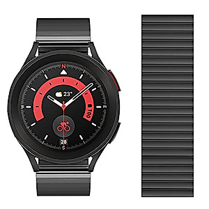 20mm Solo Loop Stainless Steel Metal Replacement Expansion watchband,Compatible Fossil Q Gazer, Huawei, Garmin Amazfit Ticwatch Ms/Men’s Sport Stretchable No Buckle Bands Strap (6.1‘’（15.5cm), Black)