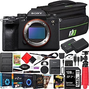 Sony Alpha 1 Full Frame Mirrorless Camera Body ILCE-1/B Bundle with with Deco Gear Photography Bag Case + Extra Battery + 128GB Memory Card + Double Charger + Photo Video Software Kit & Accessories