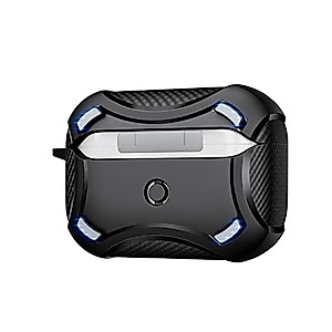 SaharaCase Cyber Armor Case for Apple AirPods Pro 2 (2nd Generation) [Rugged] Full Body Protection Antislip Grip Slim with Keychain - Black