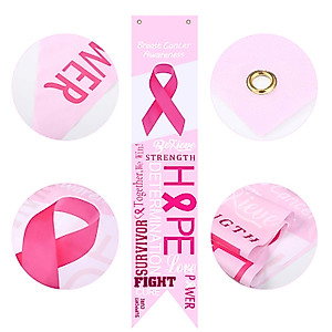 3 Pieces Breast Cancer Banner Breast Cancer Awareness Decorations includes Pink Pennant Banner, 2 Pieces Breast Cancer Awareness Pink Ribbon Banner for Party Event Decoration Supplies