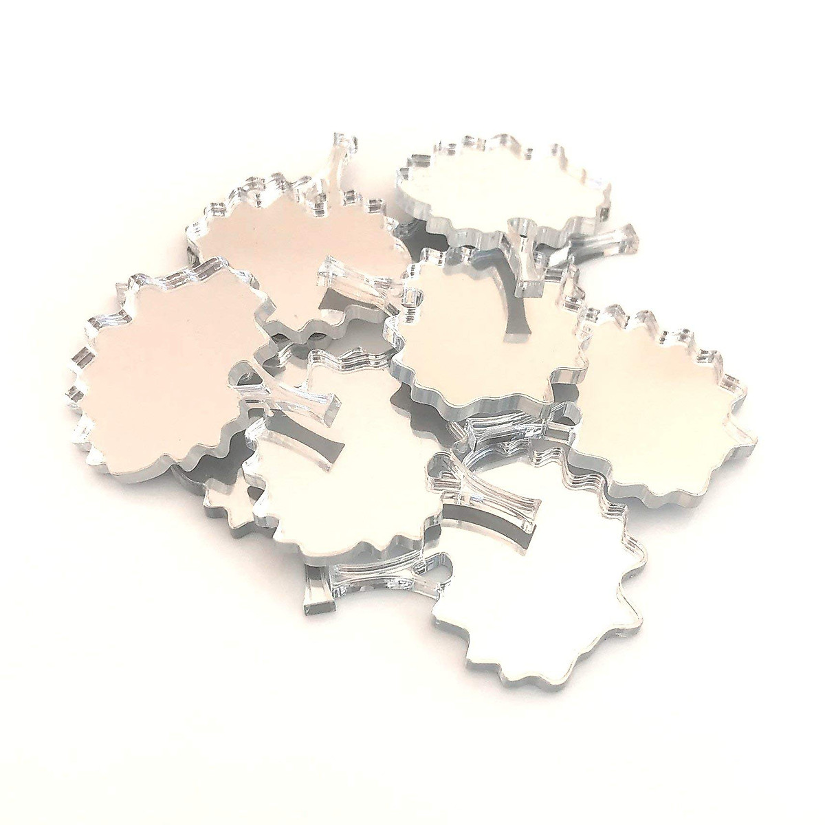 Super Cool Creations Tree Shaped Crafting Mirrors, Set of 10, Many Colours, Shatterproof Acrylic, Latte, Pack of 10 x 10cm
