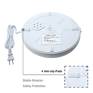 Erfo Motorized Rotating Turntable with LED, 10inch/25cm Diameter Electric Display Turn Stand, 360 Degree Rotation for Showing Jewelry, Watch, Digital Product, Wine, Collectibles (White)