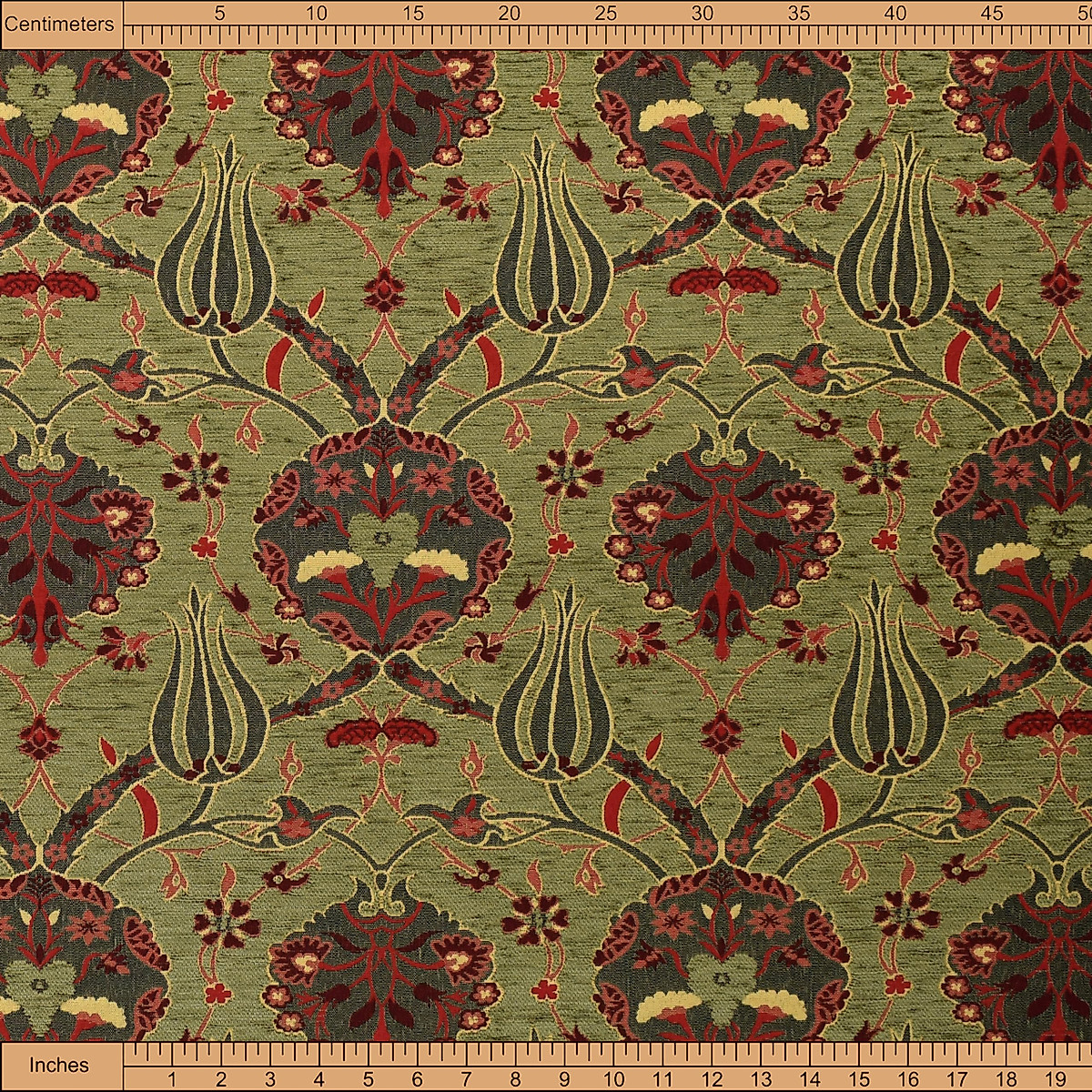 Floral Tulip Bohemian Boho Tapestry Ottoman Turkish Navajo Moroccan Oriental Ethnic Upholstery Fabric by The Yard (1 Yard (55" x 36"))