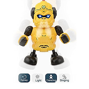 Zerodis Kids Robot Toys, Boys Robot Toys Gorilla Shaped Mist Spraying Kids Robots Gifts with Lights Sounds for Kid 3-8 Year Birthday Gift Present(Yellow)