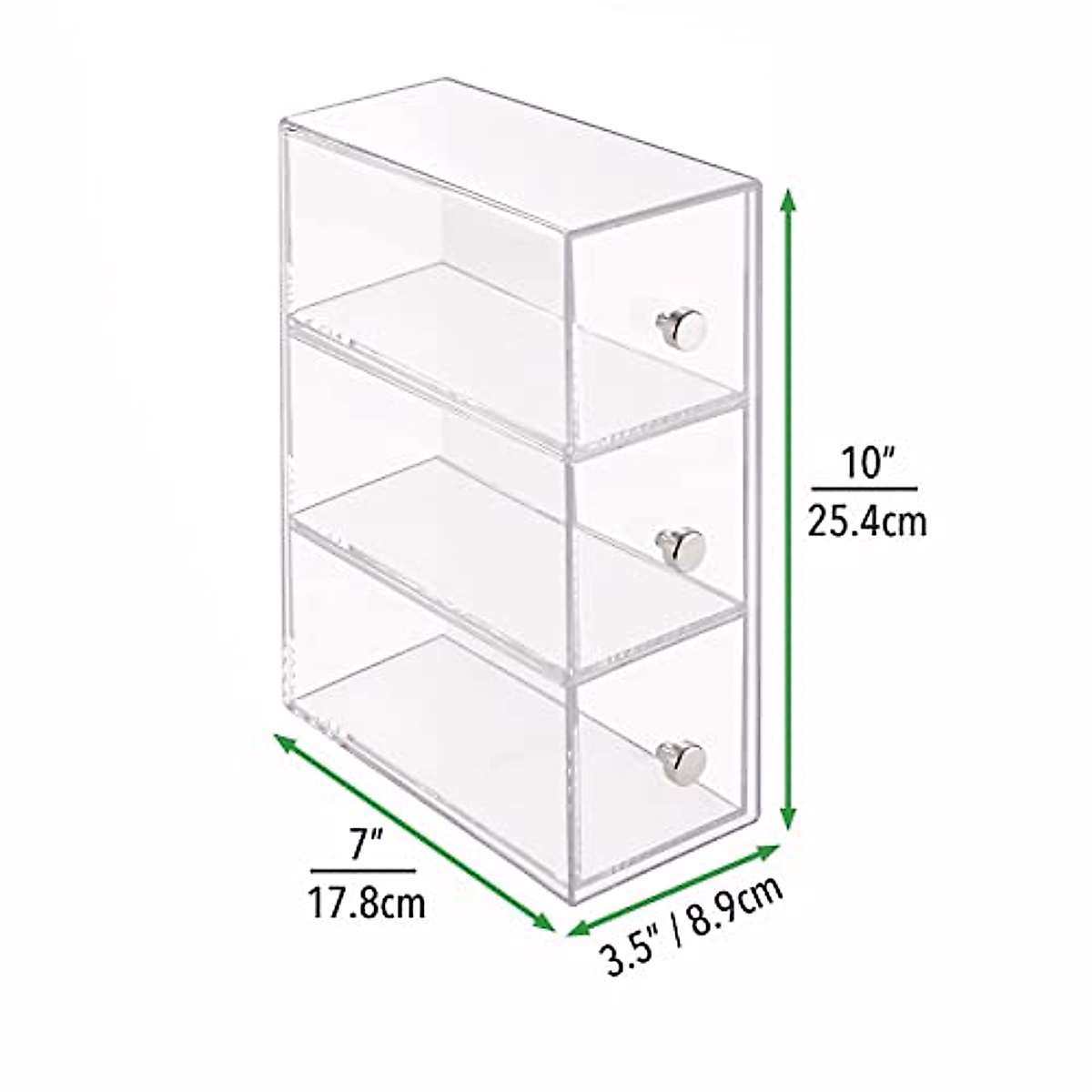 mDesign Plastic Kitchen Pantry Stackable Storage Organizer Container Station with 3 Drawers for Cabinet, Countertop, Holds Coffee, Tea, Sugar Packets, Creamers - Lumiere Collection - 2 Pack - Clear