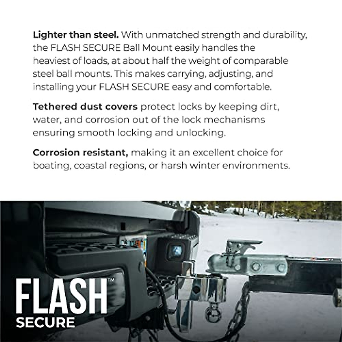 Fastway Flash Secure Adjustable Dual Locking Aluminum Ball Mount with 6 Inch Drop, 2 Inch Shank, Built-in Locks, and Chrome Plated Balls