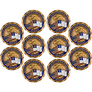 Mount Up with Wings as Eagles, Bulk Pack of 10 Christian Coin Tokens, Collectible Religious American Flag Military Challenge Coin Souvenir, Antique Gold-Color Plated Bald Eagle Gift, Isaiah 40:33