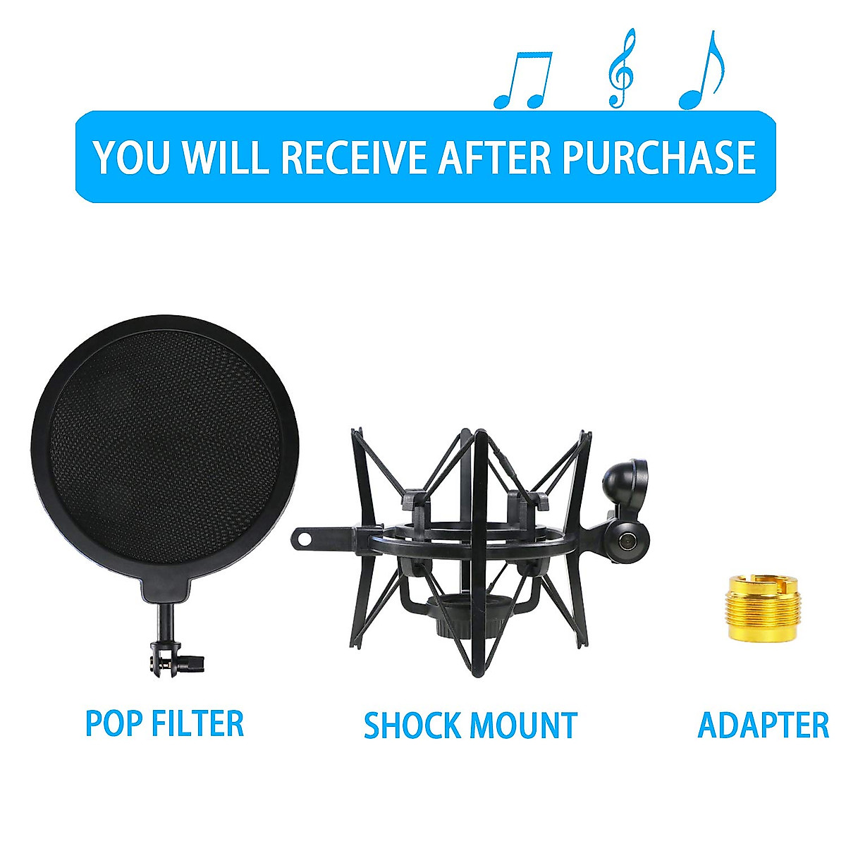 ATR2500X Shock Mount with Pop Filter, Windscreen and Shockmount to Reduce Vibration Noise Matching Mic Boom Arm Stand for Audio-Technica ATR 2500X and ATR2500 USB Condenser Microphone by YOUSHARES