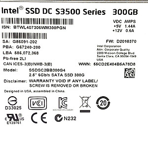 Intel SSDSC2BB300G4 S3500 Series 300 Gb Ssd - Oem