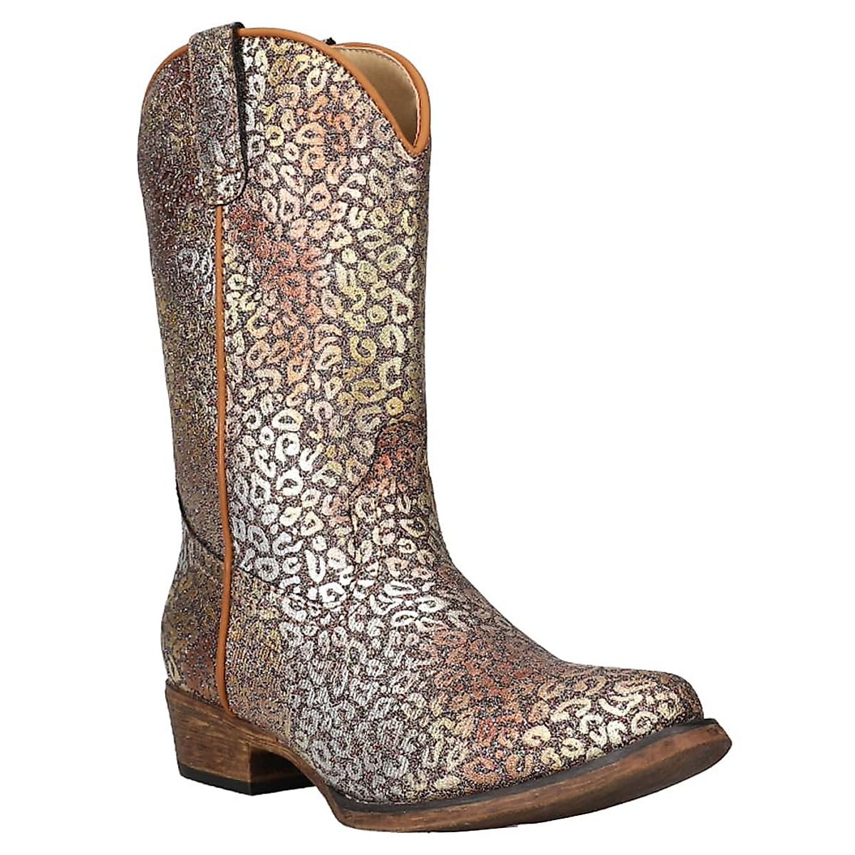 ROPER Kids Girls Riley Glitter Leopard Snip Toe Casual Boots Mid Calf - Brown - Size 2 M