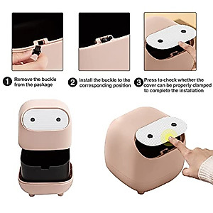 LtyTz Mini Trash Can with Lid, Cute Ninja Desktop Trash Cans, Small Trash Can Office Plastic Garbage Can for Bathroom Vanity, Desktop, Office or Coffee Table (Pink)