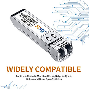 10GBase-SR SFP+ Transceiver, Gigabit Multimode SFP LC Duplex Transceiver,10G 850nm MMF, up to 300 Meters,Compatible with Cisco, Ubiquiti , Mikrotik,Netgear, Fortinet,D-Link,Linksys and More(10 Pack)