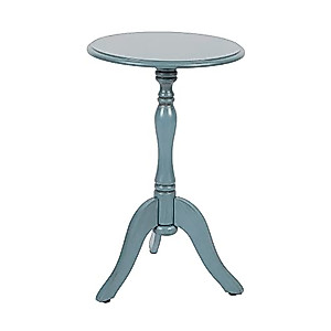 Decor Therapy Simplify Round Pedestal Accent Side Table, 24" x 15" x 15", Antique Arctic Blue