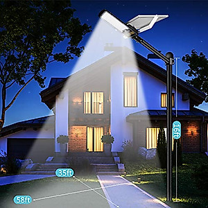 200W Solar Street Lights Outdoor Lamp, 10000lm Dusk to Dawn IP67 Security Led Flood Light with Remote Control Mounting Pole and Bracket Garden, Street, Court, Parking Lot