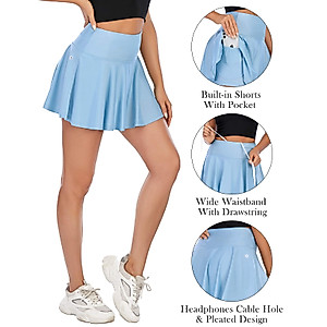 Tennis Skirts Mini Pleated Skirt with Shorts Golf Skirts for Women with Pockets School Girl Skirt Skort Black XXL