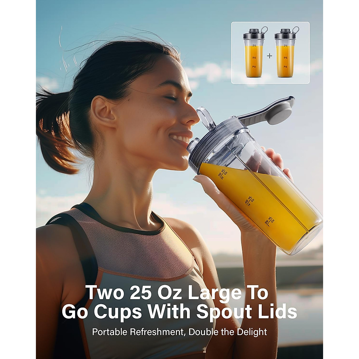 GDOR 1200W Touchscreen Blender for Shakes and Smoothies, Personal Blender with 4 Auto Programs, (2) 25oz TO-Go Cups & Spout Lids, Smoothie Blender for Ice Crush, Frozen Drinks, Black