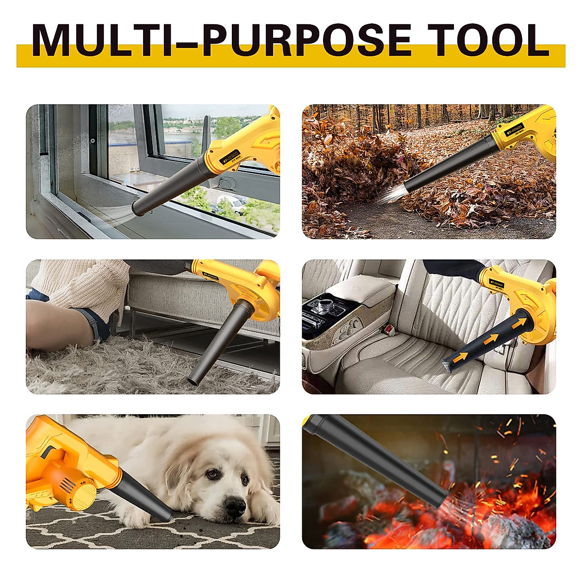 Leaf Blower Cordless with Battery and Charger, Battery Powered Electric Leaf Blower, 2-in-1 Portable Mini Leaf Blower &Vacuum for Lawn Care, Dust/Snow Blowing