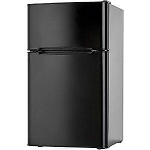 N A Mini Fridge Compact Refrigerator for Dorm, Garage, Camper, Basement or Office, Double Door Refrigerator and Freezer, (Black)
