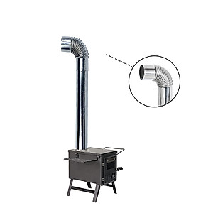 Elbow Pipe 2 PCS 90 Degree Chimney Stainless Steel Flue for Outdoor Camping Wood Stove Diameter 2.36"