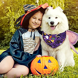 ZEFAN 4 Pack Halloween Dog Bandanas,Pumpkin and Spider Web Bibs,Halloween Party Decorations Bandana,Soft Comfortable Triangle Pet Scarf for Small Medium Dogs Cats Puppies Pets (Small)