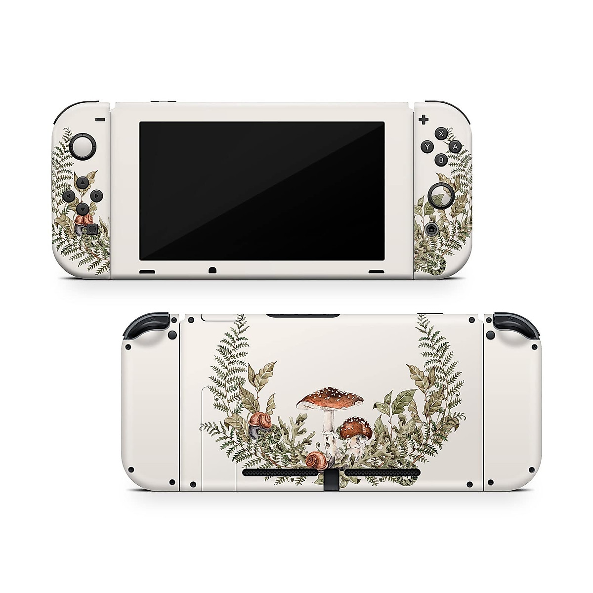 ZOOMHITSKINS OLED Switch Skin, Compatible with Switch OLED Skin Wrap, Forest Mushroom Autumn Fall Leaves Vintage Botanical, 3M Vinyl for Durable & Fit, Made in The USA