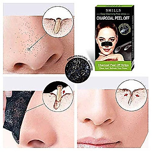 SHILLS Blackhead Remover, Charcoal Nose Strips, Charcoal Blackhead Remover Pore Strip, Charcoal Nose Strips, Oil Control Charcoal Strip, Peel Off Strips (18 Count)