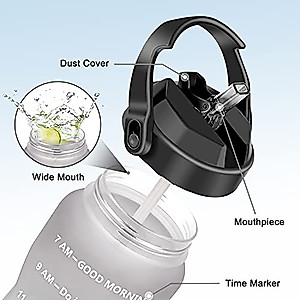 QuiFit Motivational Gallon Water Bottle - with Straw & Time Marker BPA Free 128/64 oz Large Water Jug Leak-Proof Durable for Fitness Outdoor Enthusiasts(Gray/Black Gradient, 64 oz)