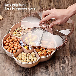 AYily Snack Storage Box, Flower Shape Snack Serving Tray, Snacks Storage Box With Lid, Food Fruit Storage Box, Nut Candy Dried Fruit Container
