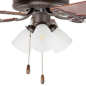 Amazon Basics 52-Inch Ceiling Fan - Includes LED Light Kit with Three Candelabra Base LED Light Bulbs - Five Reversible Blades, Oil Rubbed Bronze Finish