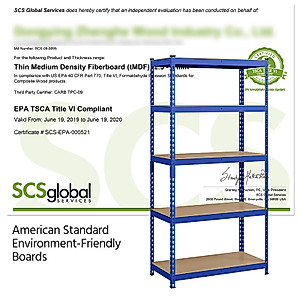 Topeakmart 4PCS 5-Tier Utility Shelves, Metal Storage Shelves Garage Shelving Unit Adjustable Garage Storage Shelves Storage Racks Heavy Duty Shed Shelving- Blue, 35.5 x 17.5 x 72 Inch