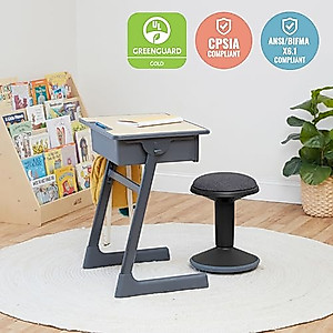 ECR4Kids Sitwell Wobble Stool with Cushion, Adjustable Height, Active Seating, Black