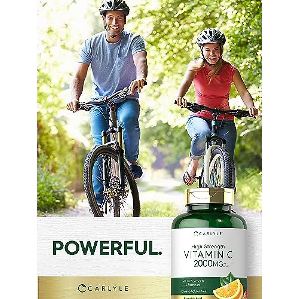 Vitamin C 2000mg | with Rose Hips | 150 Caplets | Vegetarian, Non-GMO, Gluten Free Supplement | by Carlyle