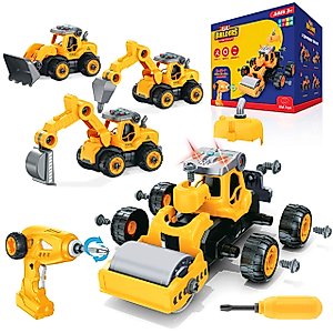 USA Toyz Kid Nitro Race Car Building Toys for Kids - 2 Pack Model Cars, Educational Toys Take Apart STEM Toys, Build Your Own Toy Cars with Toy Drill (52 Pieces)
