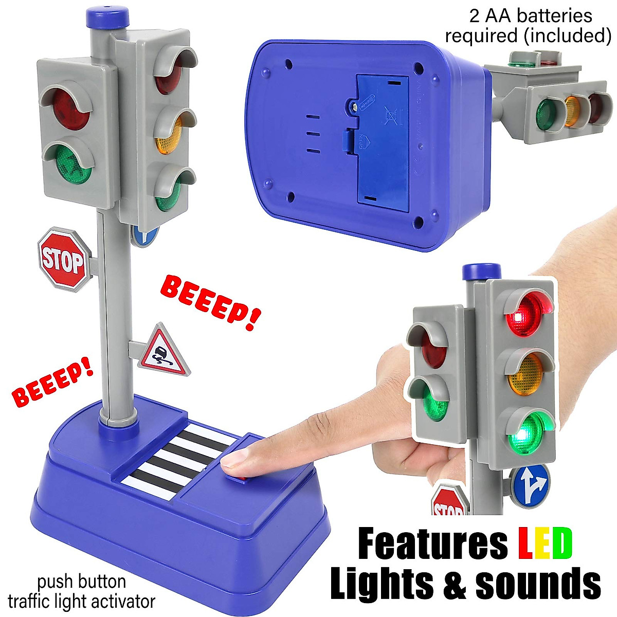 Kiddie Play Traffic Signs and Crosswalk Light Signal Toys for Kids (12pcs)