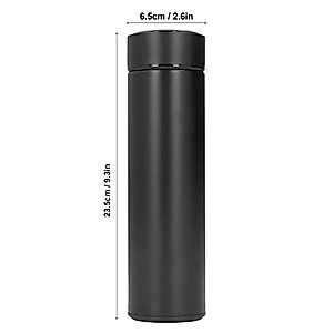 Insulated Water Bottle, Leakproof Multipurpose Stainless Steel Water Bottle Keep Warm Stable Bottom for Biking for Shopping(No temperature display black)