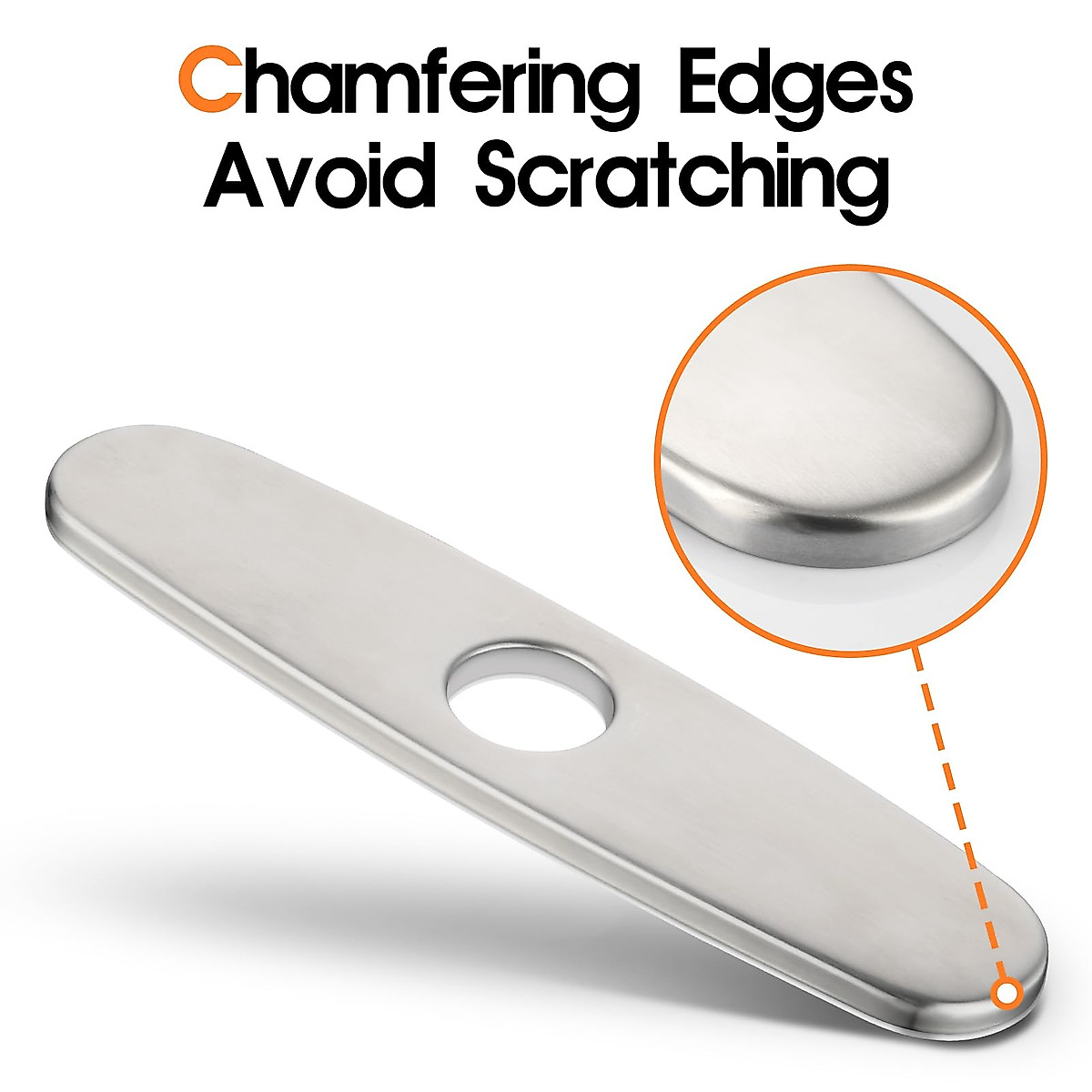 Lanceler Sink Faucet Hole Cover Deck Plate Brushed Nickel 10 Inch 1 or 3 Faucet Escutcheon for Bathroom or Kitchen Vanity Sink Faucet Stainless Steel