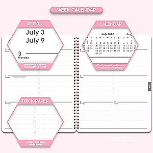 Planner 2023-2024 - July 2023 - June 2024, 2023-2024 Planner, Academic Planner 2023-2024, 8" x 10", 2023-2024 Weekly and Monthly Planner with Marked Tabs, Hardcover with Thick Paper + Contacts + Calendar + Holidays, Twin-Wire Binding - Pink Marble