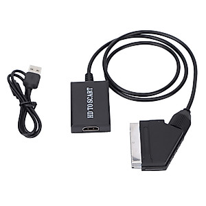 HDMI to SCART Converter, HD Digital Video HDMI to Analog Video and L/R Audio Adapter Support DVI, for CRT/VHS/DVD CVBS Play