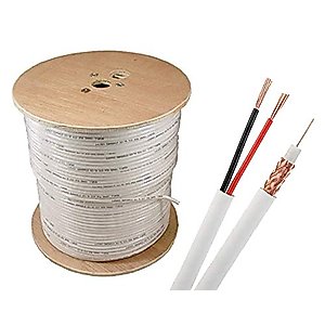 HDView Video Power Cable, 1000ft Siamese Coaxial RG59 Cable Wire for CCTV Security Camera, Wire Cord for HD (TVI/AHD/CVI/Analog) Security Camera, Combo Video & Power - 20AWG, 1000' Pull Out Box White