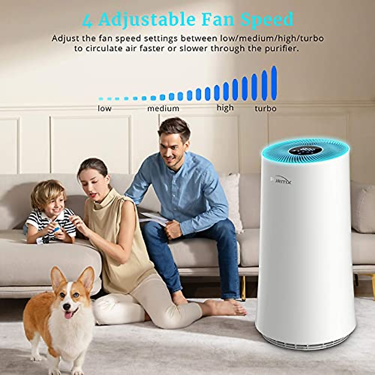 PURITIX Air Purifier with True HEPA, 23dB Quiet Desktop Home Air Purifiers with Timer, Child Lock for Smoke, Pet Dander