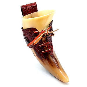 Viking Drinking short Horn with Leather Holster Authentic & Food Safe Cup – No Leaks – Norse Drinking Beer Mug with 8-10oz Capacity Best Choice of Vikings & Game of Thrones and Viking Theme & Fans