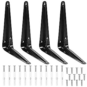 Cabilock Home Decor Cabinet Shelf 4 Sets Shelf Brackets Heavy Duty Black Iron Metal Floating Shelf Bracket Wall Shelf Bracket L Shape Shelves for Wall Mount Shelves Black Shelfs Heavy Duty Shelving