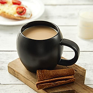 LYEOBOH Coffee Mugs Set Porcelain Coffee Cups,14 OZ Coffee Mugs Ceramic Tea Mug for Hot Cocoa, Diner, Ceramic Large Latte Mug Set of 4, Matte Black