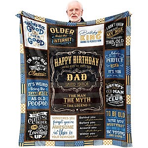 Dad Birthday Gift Blanket 60" X 50", Birthday Gifts for Dad from Daughter, Dad Gifts for Birthday, Father Birthday Gifts Ideas, Daddy Birthday Gifts from Son, Happy Birthday Dad Gifts from Kids