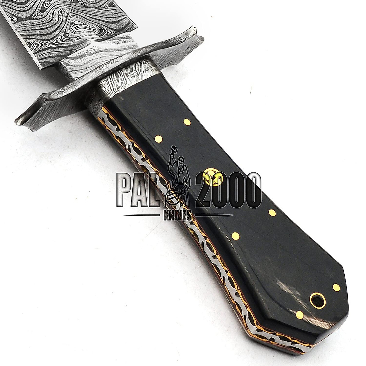 PAL 2000 KNIVES DAG-9723 Custom Handmade Damascus Steel Knife With Leather Sheath