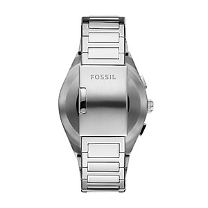 Fossil Men's 42mm Everett Stainless Steel Hybrid HR Smart Watch, Color: Silver (Model: FTW7053)
