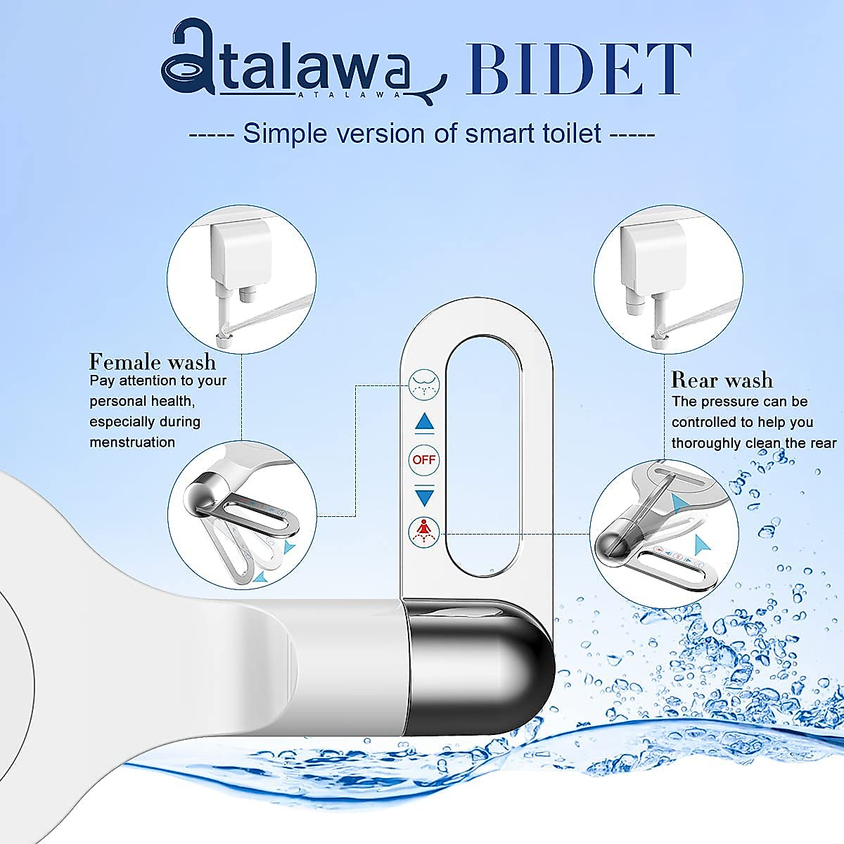 Atalawa Bidet Toilet Seat Attachment Ultra Slim Bidet With Self Cleaning Dual Nozzle Adjustable Water Non Electric Bidet Fresh Water Spray for Sanitary and Feminine Wash