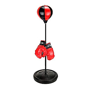 PINGPING - Bag Punching for Kids with Gloves Punching Sport Ball Set Boxing Adjustable Novelty Funny Toy Rocking Chair for Babies (red, One Size)