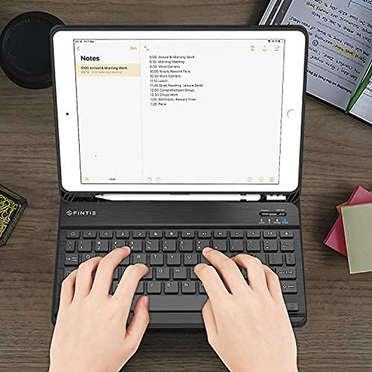 FINTIE Keyboard Case for iPad 9th / 8th / 7th Generation (2021/2020/2019) 10.2 Inch, Soft TPU Back Stand Cover with Pencil Holder, Magnetically Detachable Wireless Bluetooth Keyboard, Black
